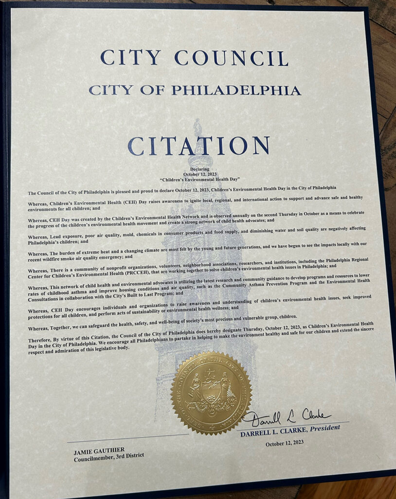 Philadelphia proclaims October 12, 2023 as Children's Environmental ...